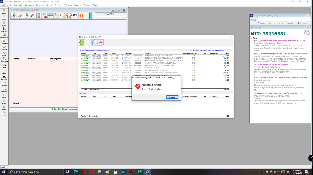 PowerBuilder application execution error (R0002) - Errores al Usar Diamante Contador - Preguntas ...